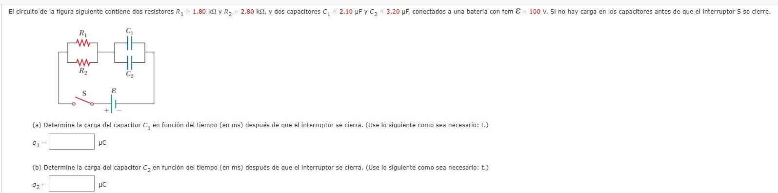 Solved El ﻿circuito de la ﻿figura siguiente contiene dos | Chegg.com