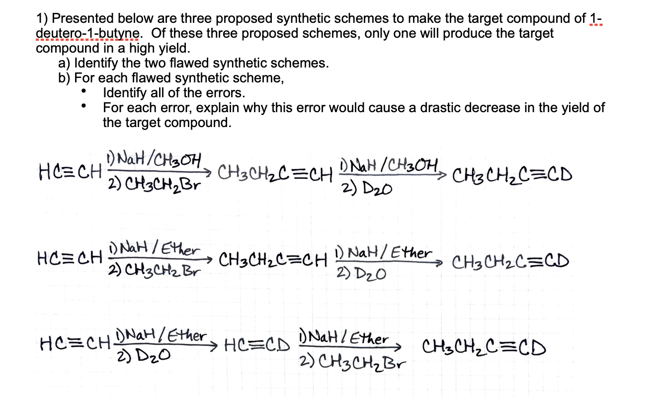 Solved 1) Presented below are three proposed synthetic | Chegg.com