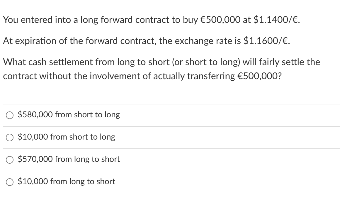 Solved You entered into a long forward contract to buy | Chegg.com