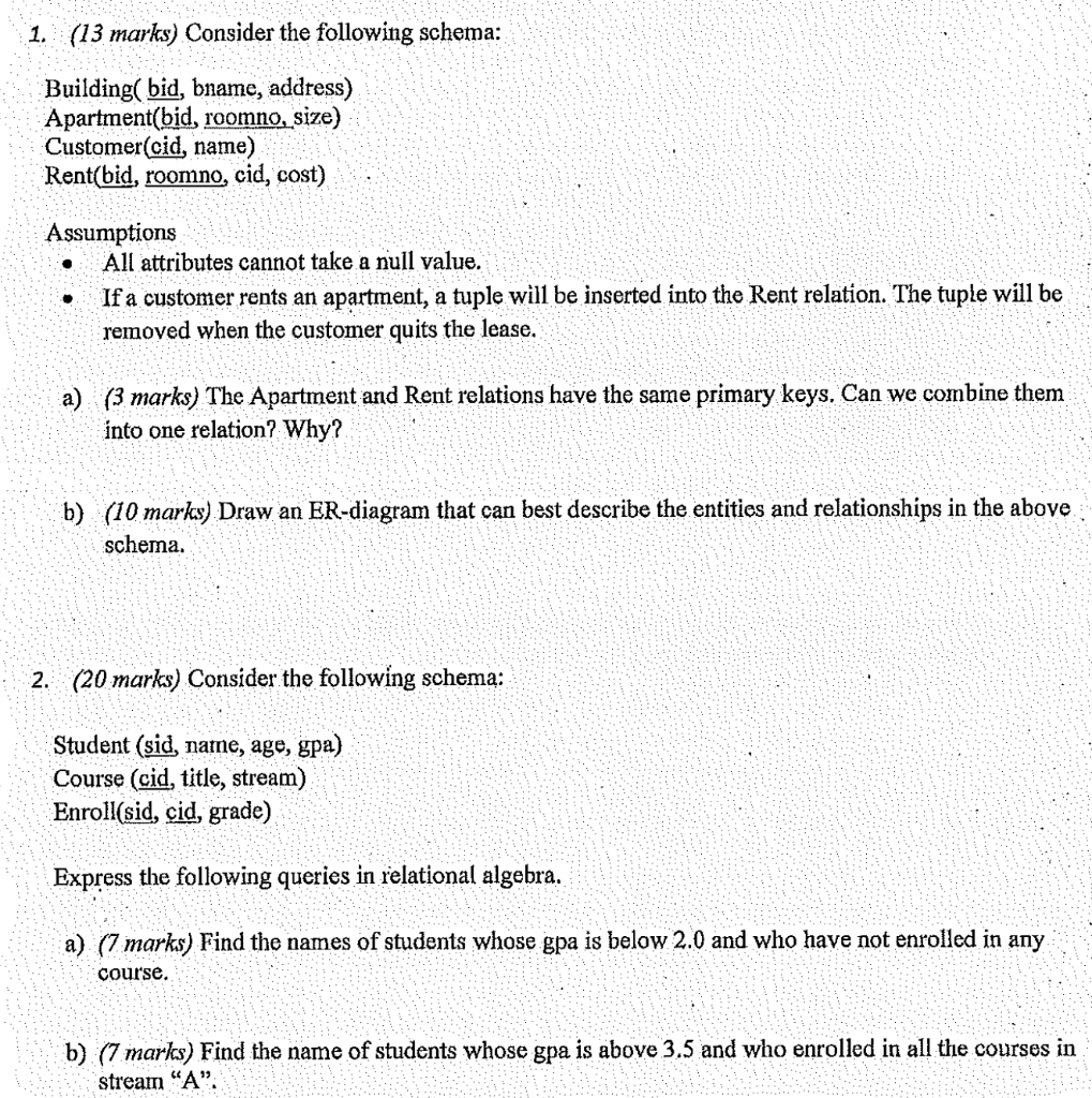 Solved 1. (13 marks) Consider the following schema: Building | Chegg.com
