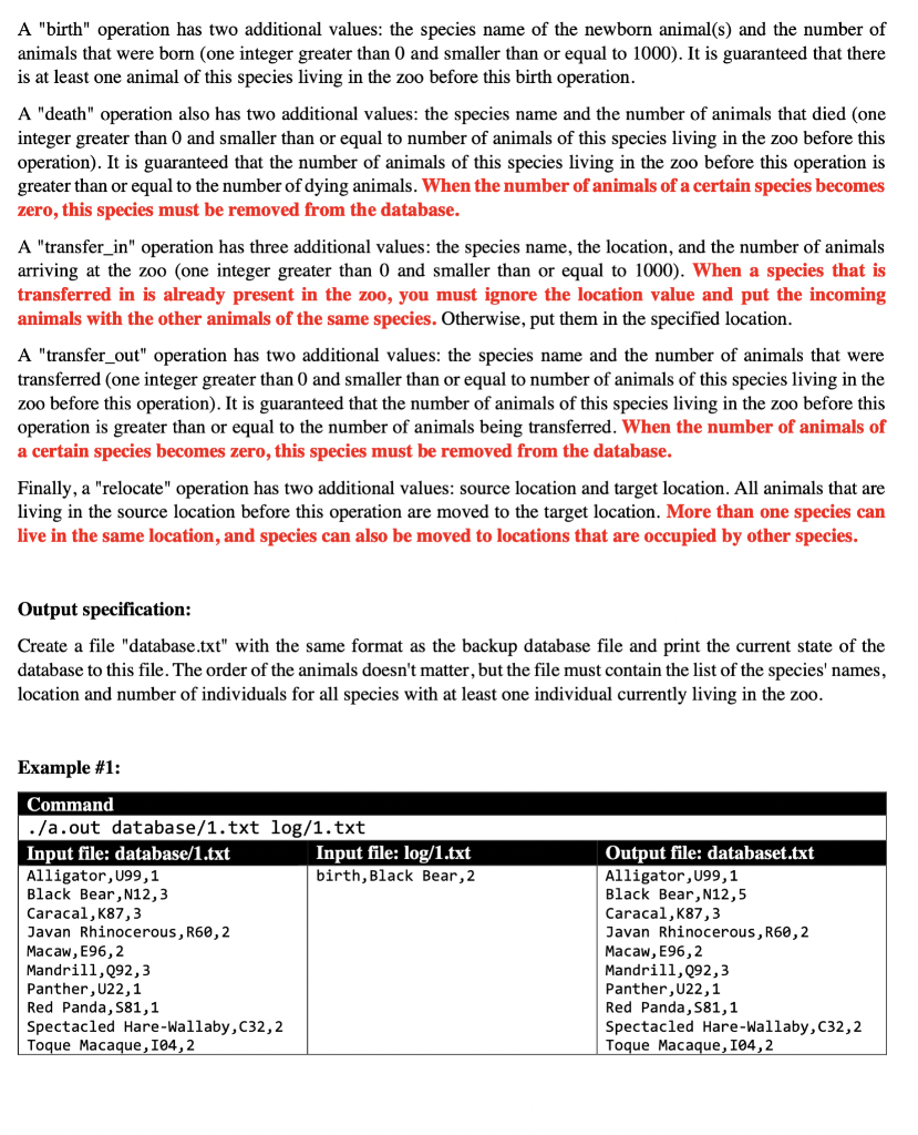 Project #7: Fix the zoo database! Task description: | Chegg.com