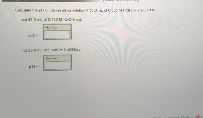 Solved Calculate the pH of the resulting solution if 33.0 mL | Chegg.com
