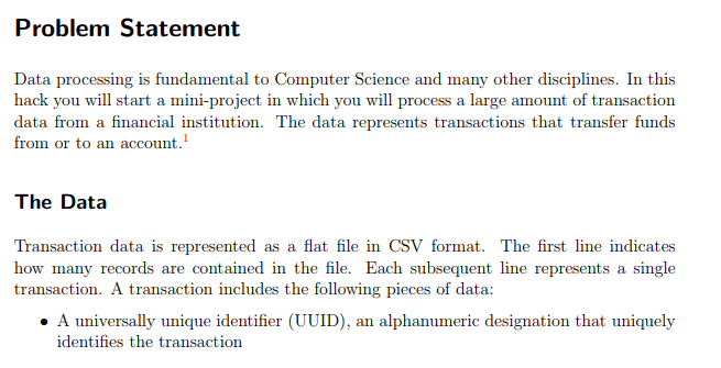 Problem Statement Data processing is fundamental to | Chegg.com