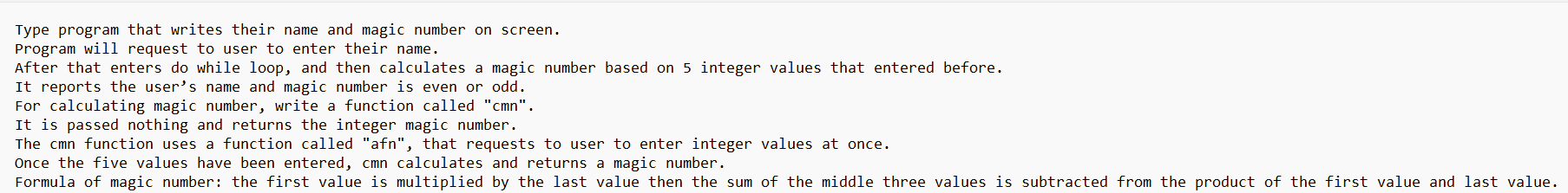 Solved Type program that writes their name and magic number | Chegg.com