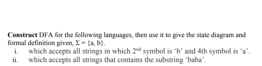 Solved Construct DFA for the following languages, then use | Chegg.com