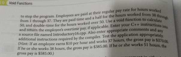 Solved Void Functions fo stop the program. Employees are | Chegg.com