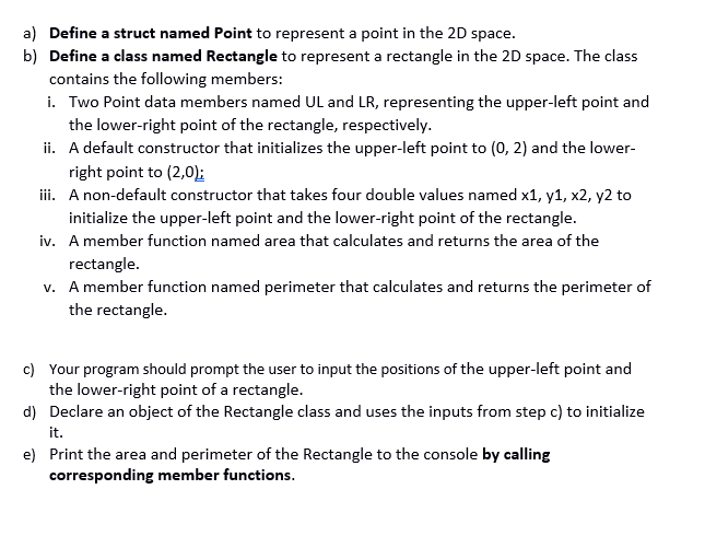 Solved A Define A Struct Named Point To Represent A Point