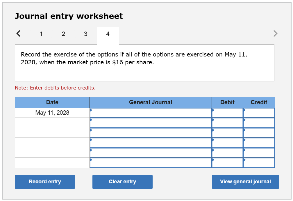 Solved Journal entry worksheet Record compensation expense | Chegg.com