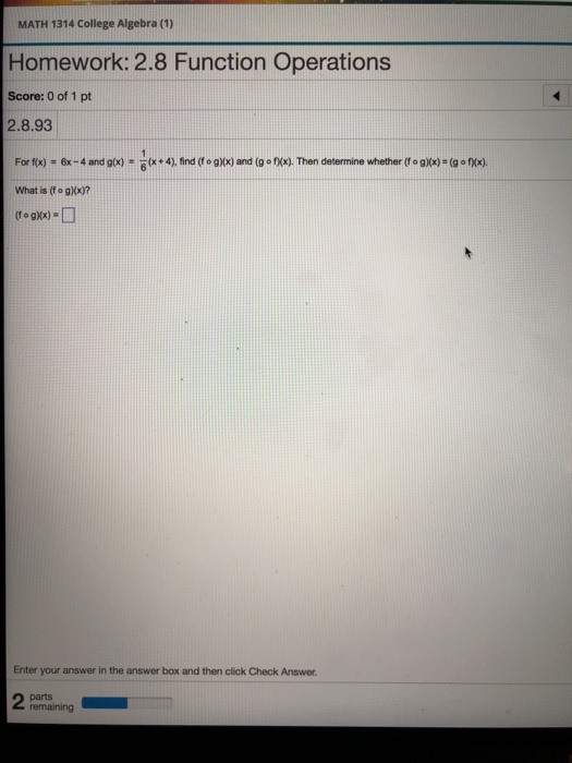 Solved MATH 1314 College Algebra (1) Homework: 2.8 Function | Chegg.com