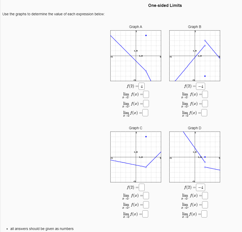 Solved One-sided Limits Use the graphs to determine the | Chegg.com