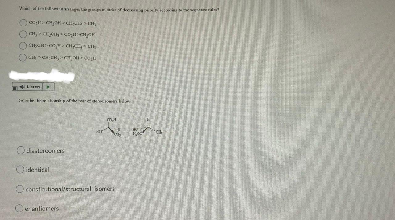 Solved Which of the following arranges the groups in order | Chegg.com