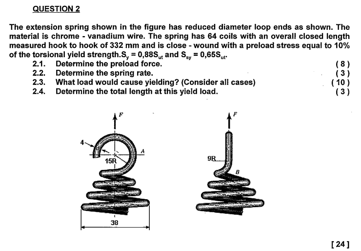 QUESTION 2 The extension spring shown in the figure | Chegg.com