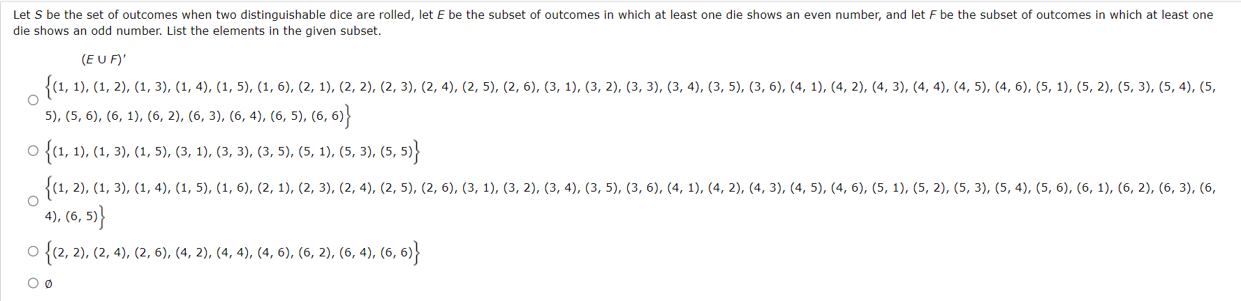 Solved die shows an odd number. List the elements in the | Chegg.com