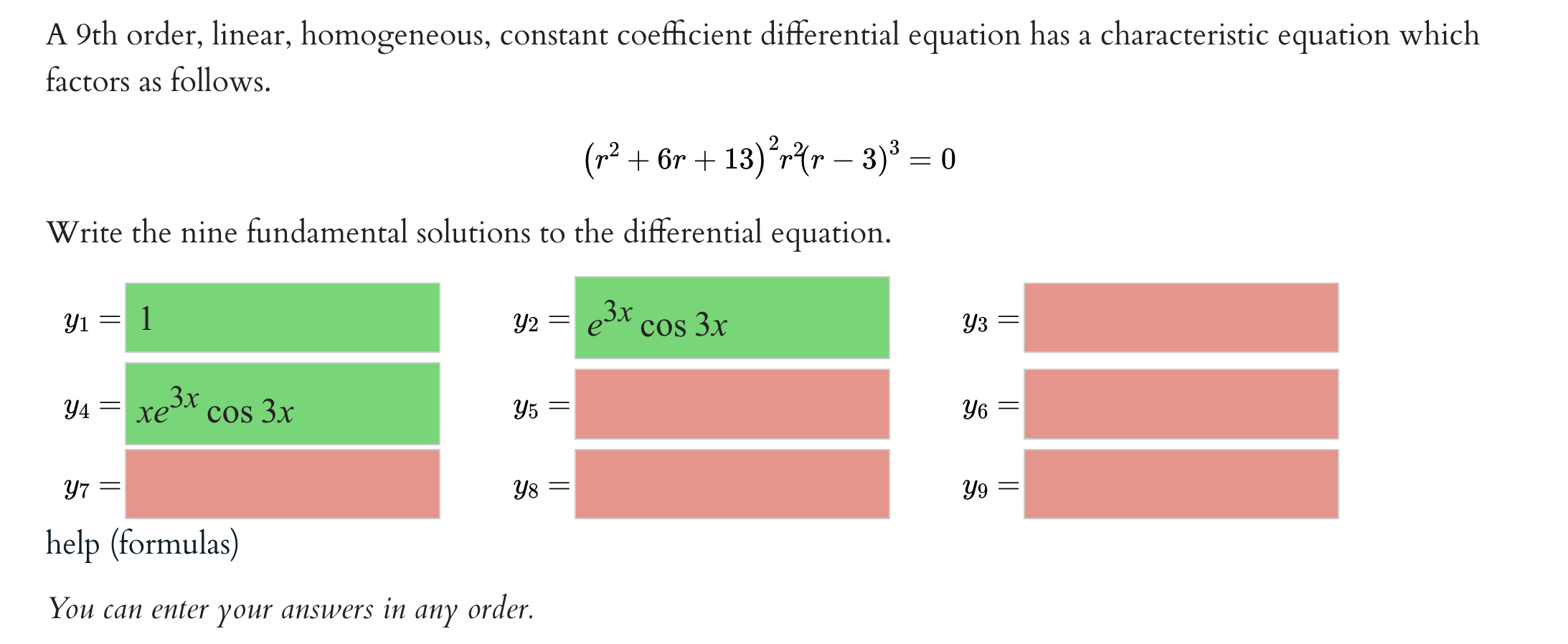 Solved A 9th Order Linear Homogeneous Constant