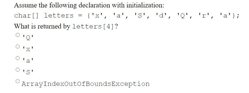 Solved Assume the following declaration with initialization: | Chegg.com