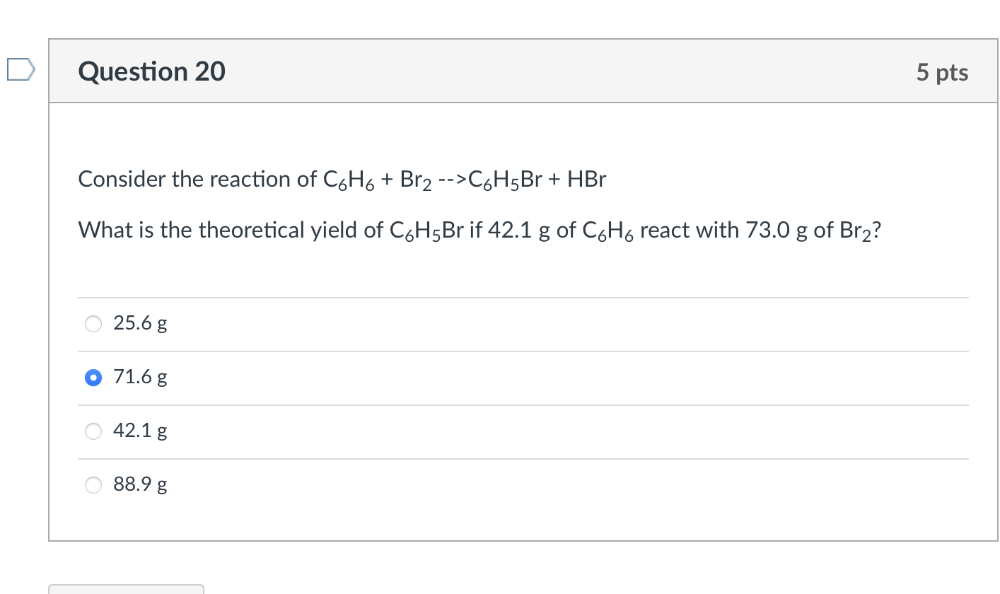 Solved Consider the reaction of C6H6+Br2−>C6H5Br+HBr What is | Chegg.com
