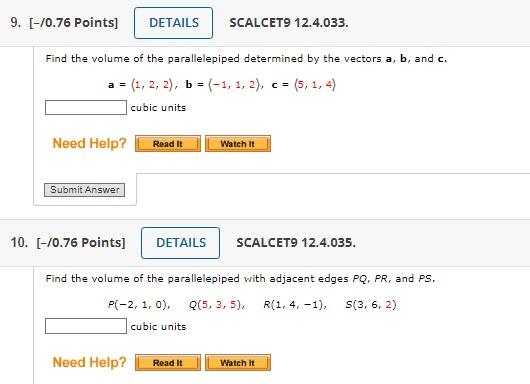 Solved 9. [-/0.76 Points] DETAILS SCALCET9 12.4.033. Find | Chegg.com