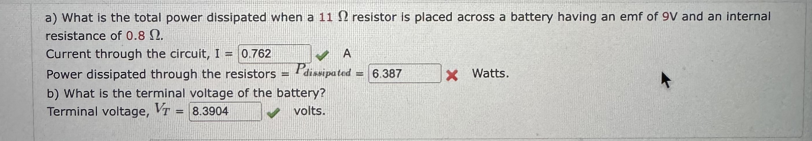Solved a) ﻿What is the total power dissipated when a 11Ω | Chegg.com