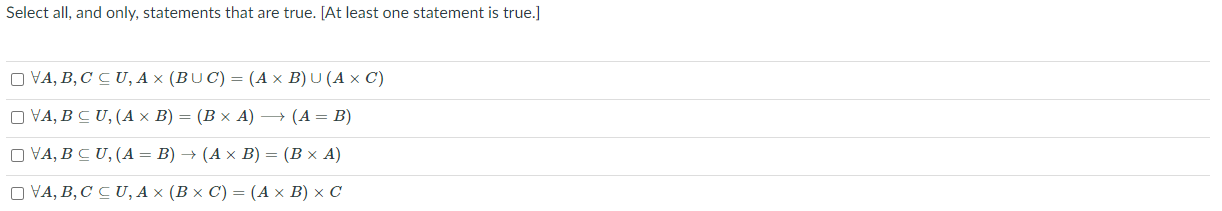 Solved Select all, and only, statements that are true. [At | Chegg.com