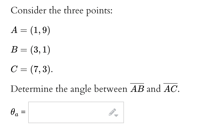 Solved Consider the three points: A=(1,9)B=(3,1)C=(7,3) | Chegg.com