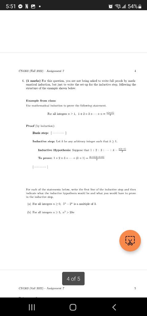 Solved 6. (5 marks) For this question, you are not being | Chegg.com