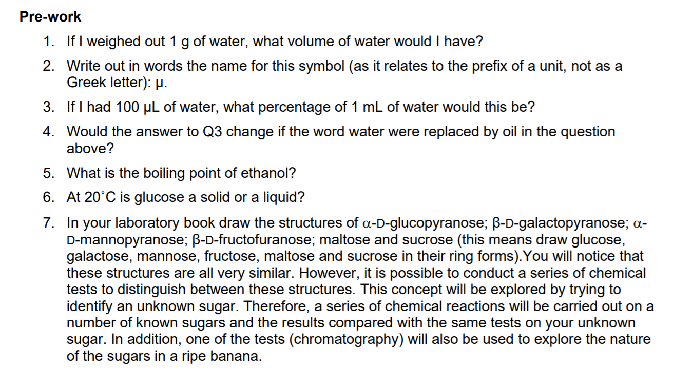 Solved Pre-work 1. If I weighed out 1 g of water, what | Chegg.com