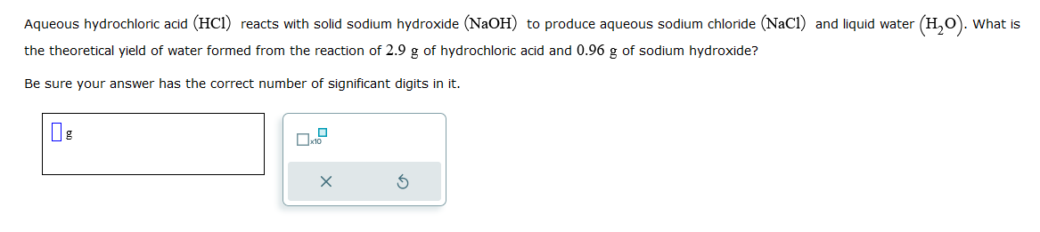 Solved Aqueous hydrochloric acid (HCl) reacts with solid | Chegg.com