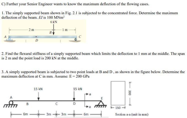 Solved 1. The simply supported beam shown in Fig. 2.1 is | Chegg.com