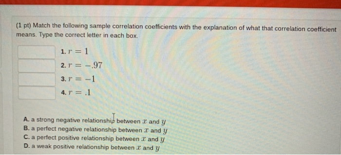 Solved (1 pt) Match the following sample correlation | Chegg.com