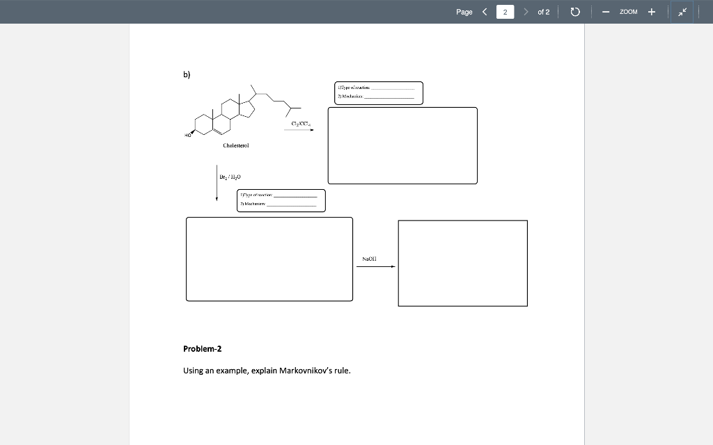 Solved Problem-2 Using an example, explain Markovnikov's | Chegg.com