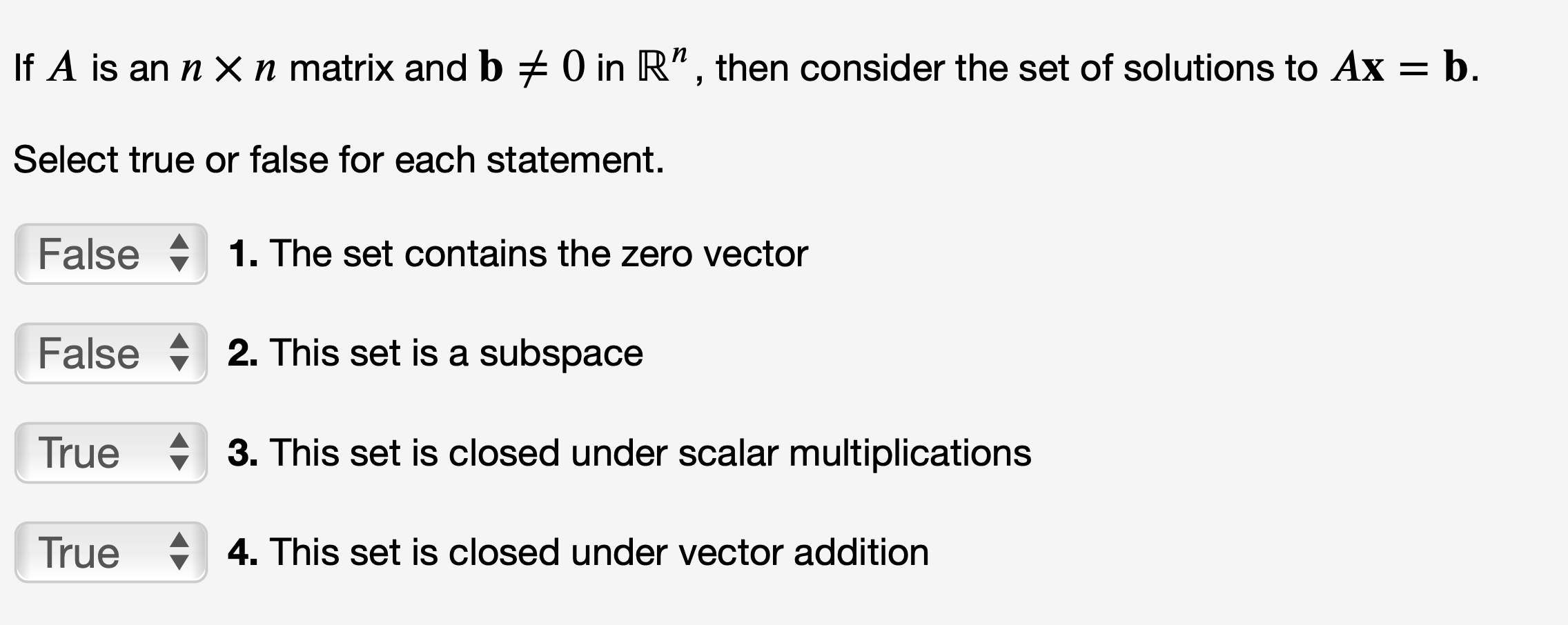 Solved If A is an n×n matrix and b =0 in Rn, then consider | Chegg.com