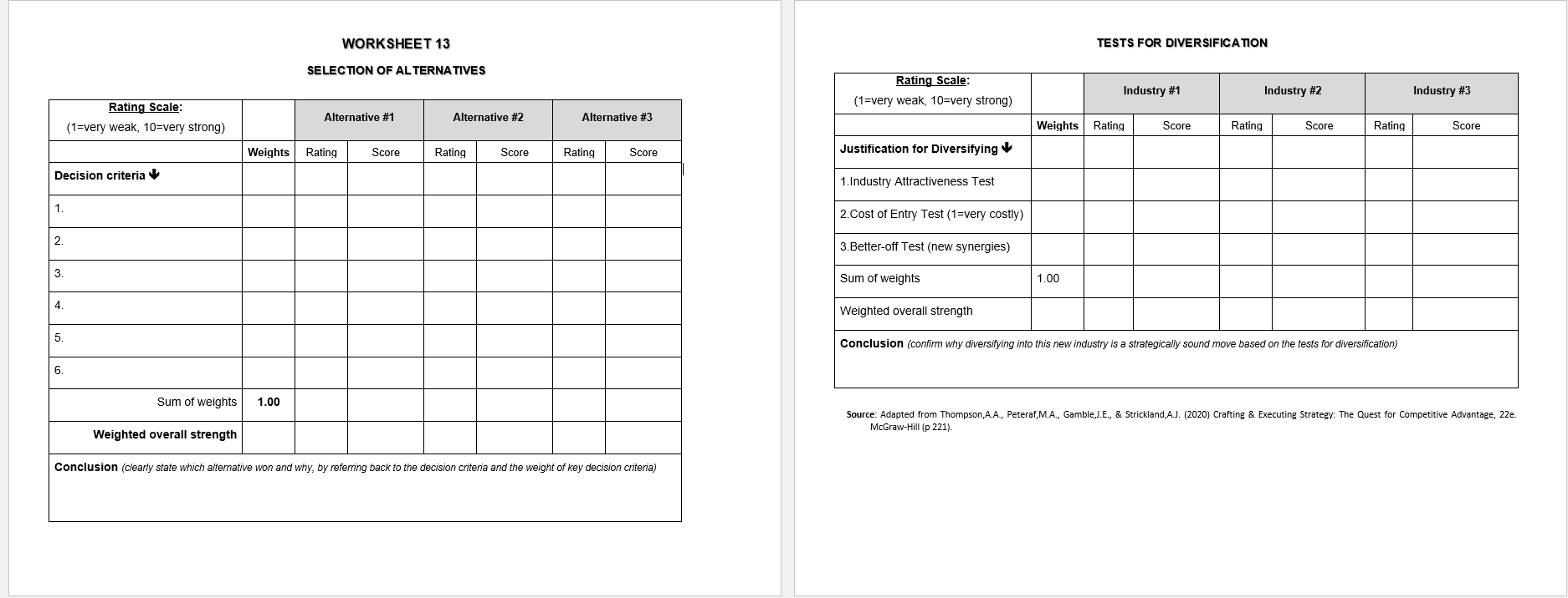 Rating Scale: (1=very weak, 10=very strong) Decision | Chegg.com