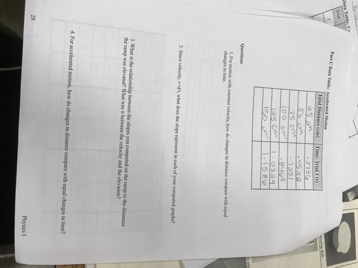 Solved Lab 3 Data Sheet: Analyzing Motion Name: Kし Time & | Chegg.com