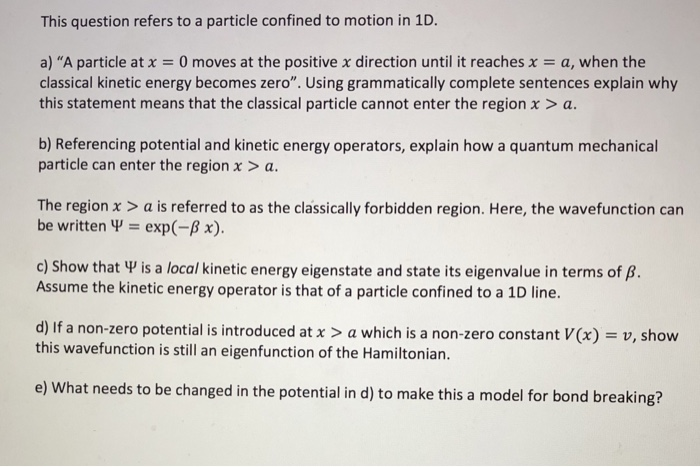 Solved This question refers to a particle confined to motion | Chegg.com