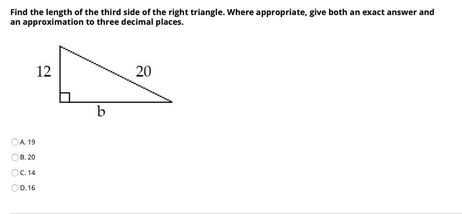 Solved Find the length of the third side of the right | Chegg.com