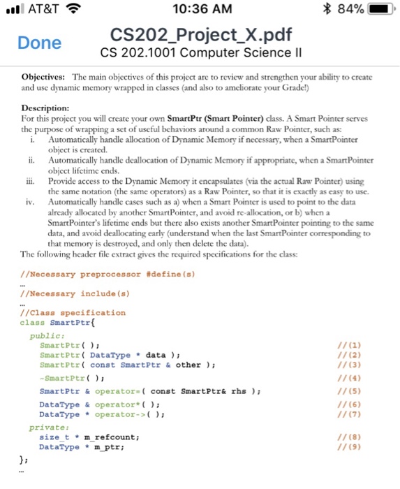Solved AT&T 10:36 AM 84%-. CS202_Project_X.pdf CS 202.1001 | Chegg.com