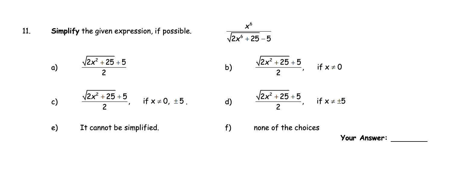 Solved 11. Simplify the given expression, if possible. | Chegg.com
