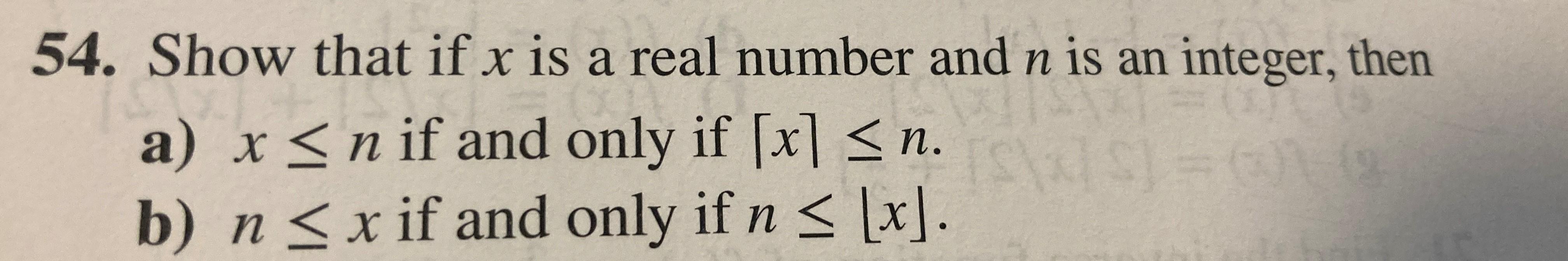 Solved 54. Show that if x is a real number and n is an | Chegg.com