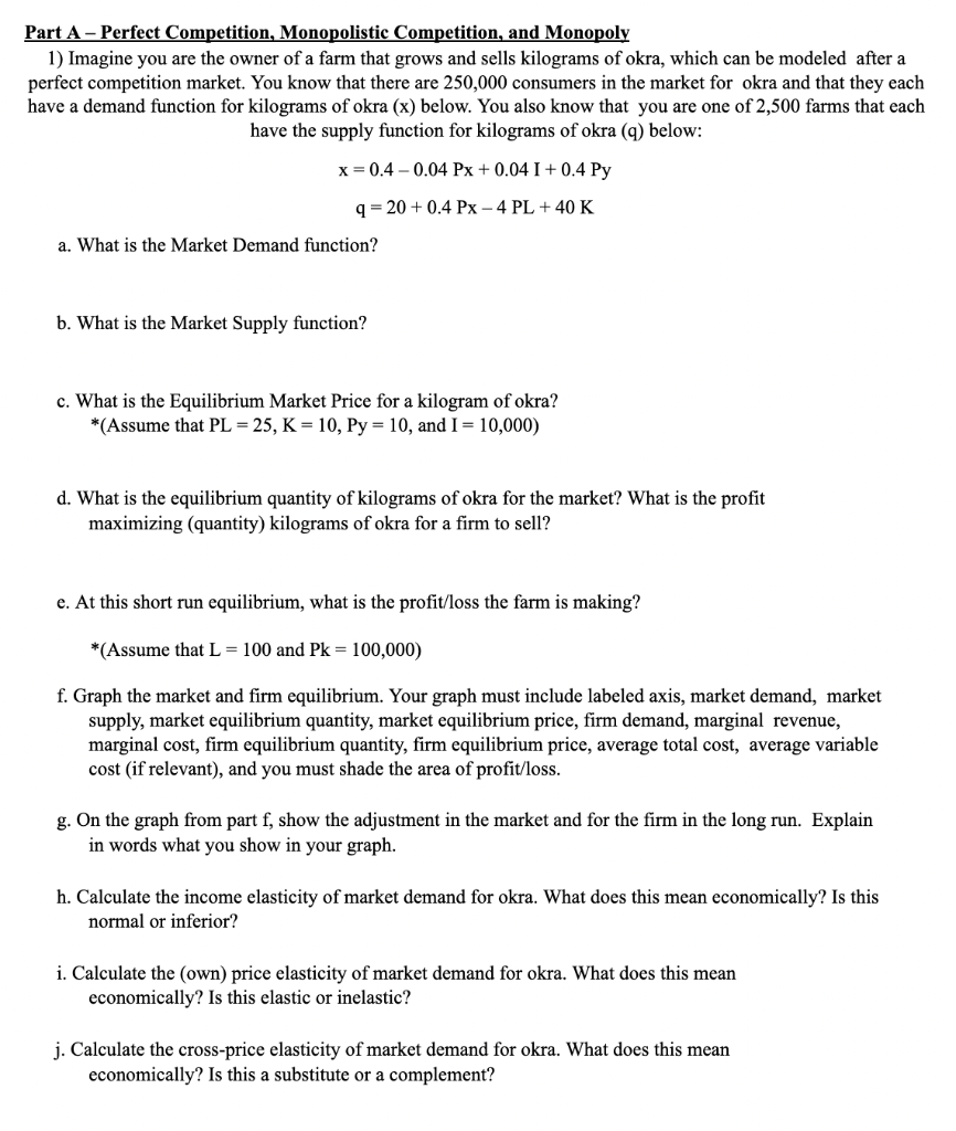 Solved Part A - Perfect Competition, Monopolistic | Chegg.com