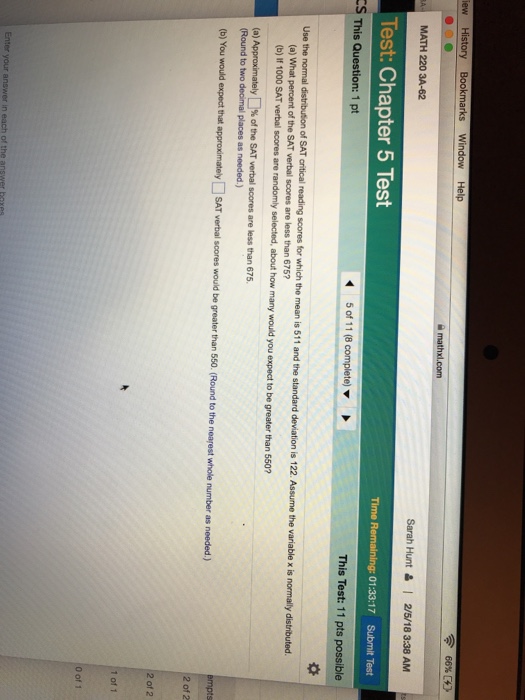 Solved MATH 220 3A-62 Test: Chapter 5 Test CS This Question: | Chegg.com