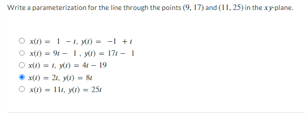Solved write a parametrization for the line through the | Chegg.com