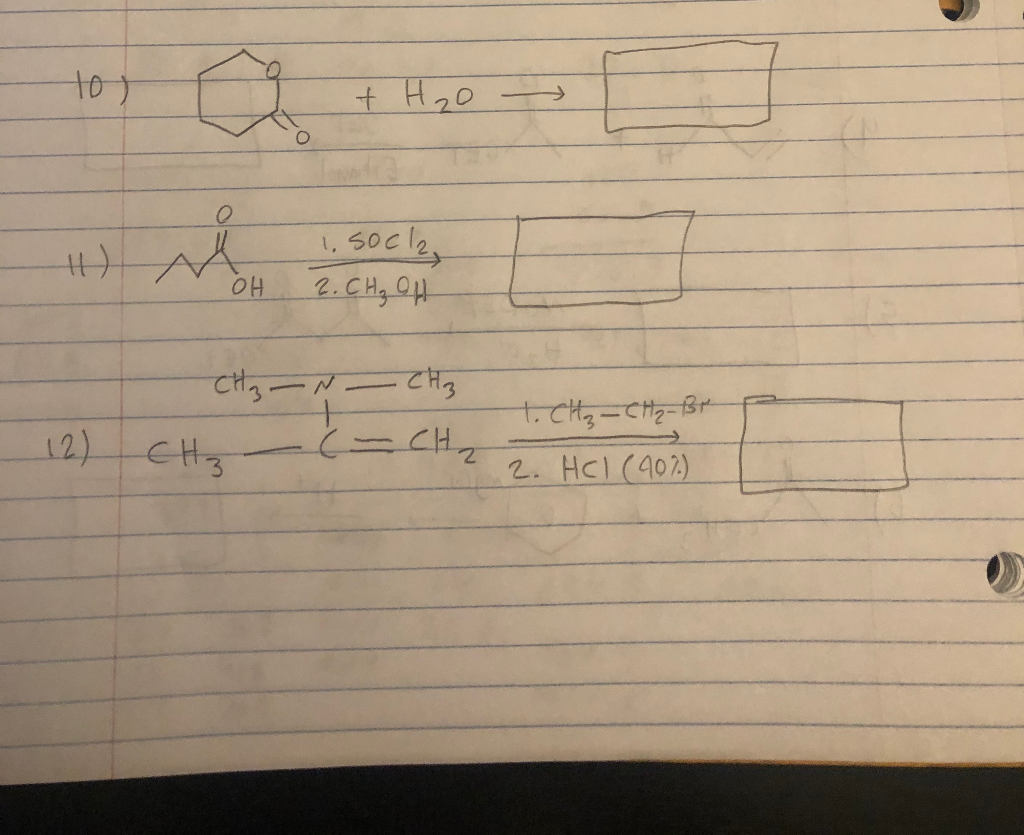 Solved to) + H₂O - 1. socl, OH 2. CH₂ OH CH₃-N CH3 12 CH ₂ - | Chegg.com