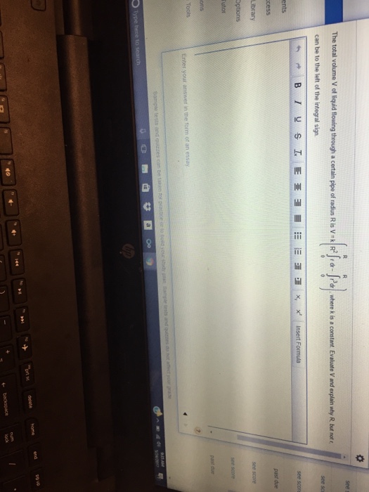 Solved The total volume V of liquid flowing through a | Chegg.com