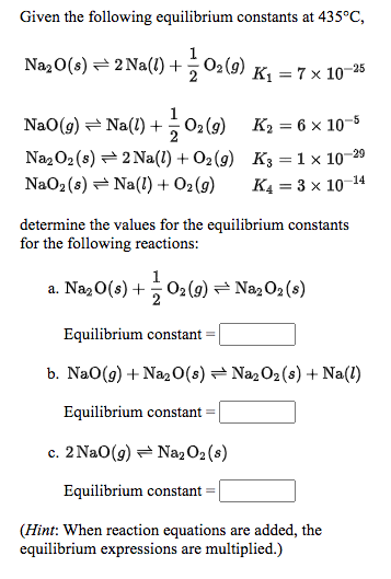 Solved Given the following equilibrium constants at 435°C, | Chegg.com