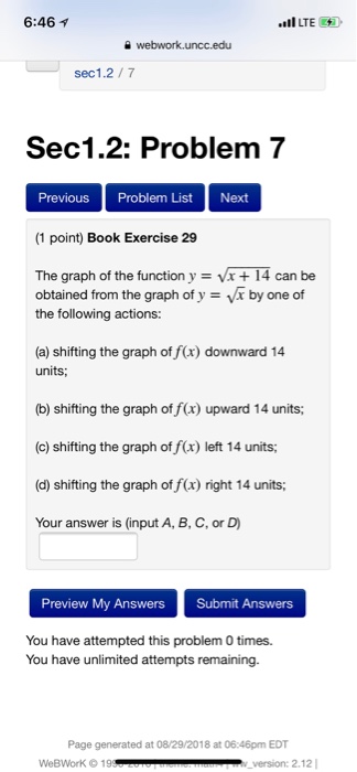 Solved 6:46イ webwork/ math 1241-common sec1.26 Sec1.2: | Chegg.com