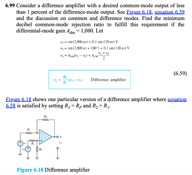 Solved Consider a difference amplifier with a desired | Chegg.com