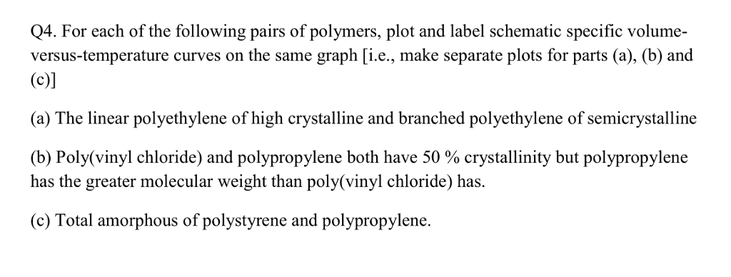 Solved Q4. For each of the following pairs of polymers, plot | Chegg.com