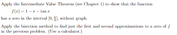 Solved Apply the Intermediate Value Theorem (see Chapter 1) | Chegg.com