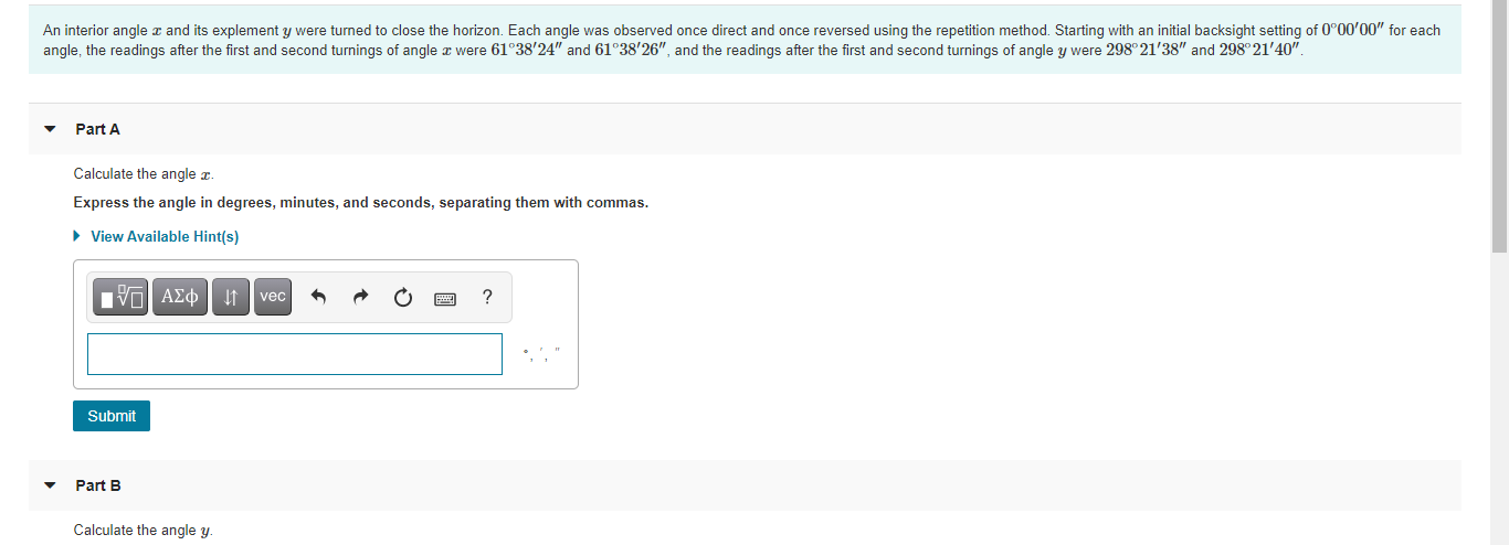 Solved An interior angle = and its explement y were turned | Chegg.com