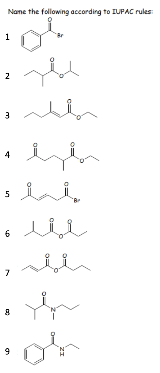 Solved Name the following according to IUPAC rules: | Chegg.com